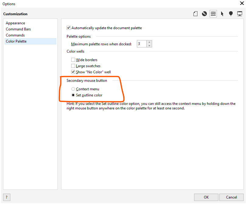 Right Click To Set Outline Color In CorelDRAW